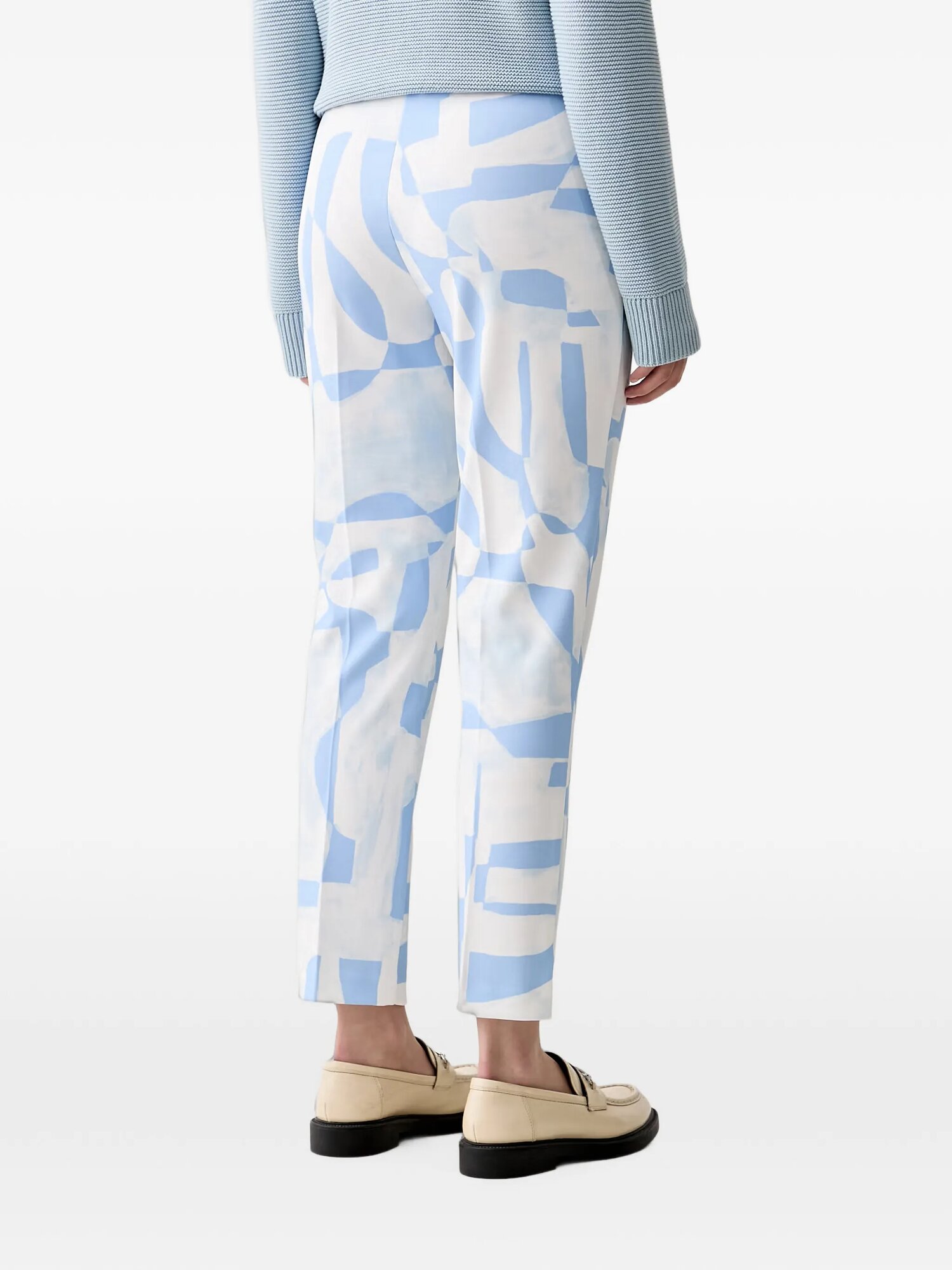Брюки Joseph Ribkoff Abstract-print cropped trousers, размер 40, бежевый/белый — фото 1