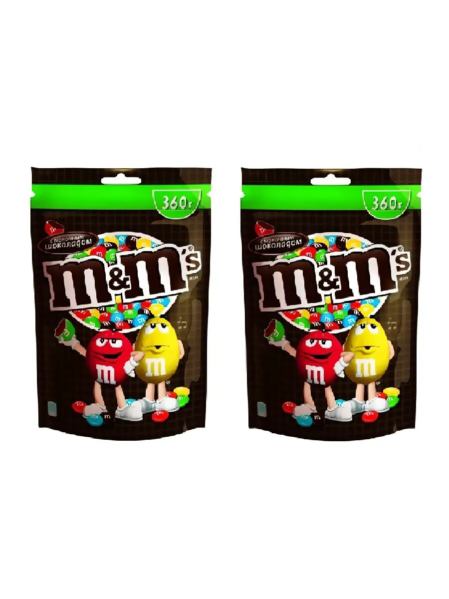 M&M's Конфеты драже с молочным шоколадом в глазури, 2 шт х 360 г