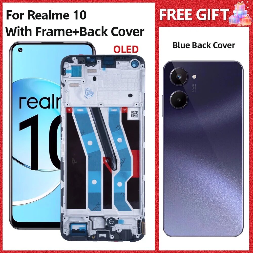 6,4 дюйма, новый AMOLED для Oppo Realme 10 RMX3630, ЖК-экран, сенсорная панель, дигитайзер в сборе для Oppo Realme 10 4G, дисплей