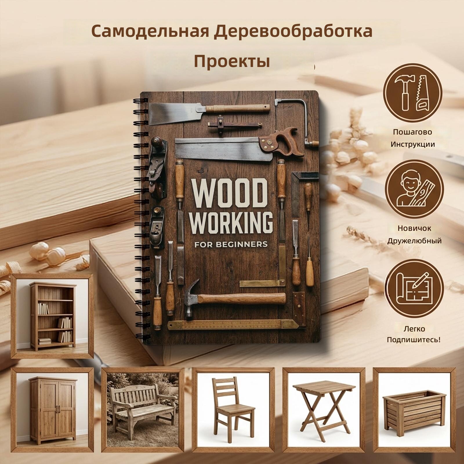 Клипборд для начинающих столяров: пошаговое руководство по деревообработке, планы проектов и практические чертежи для взрослых