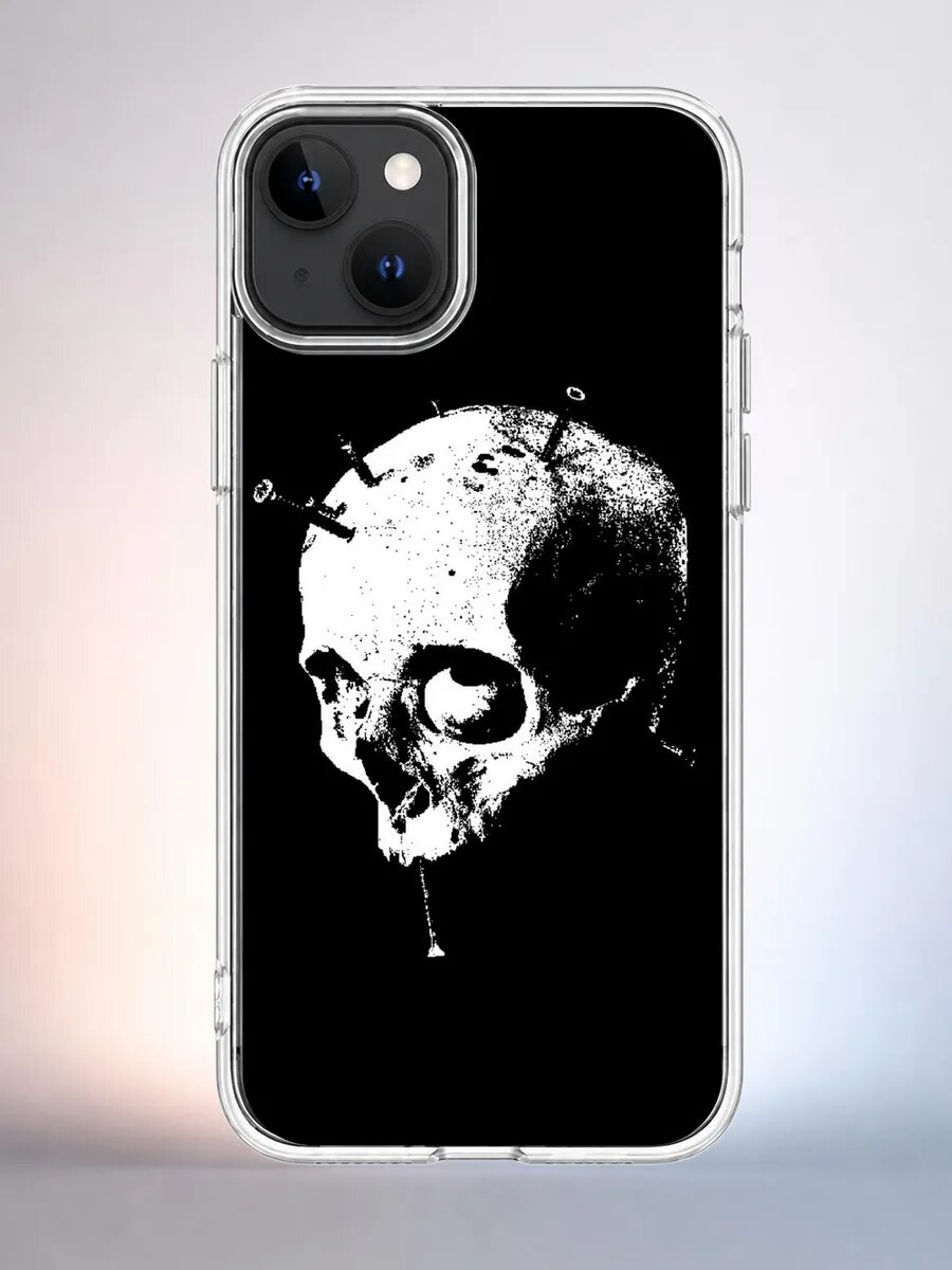 Чехол iPhone 13 череп с гвоздями силиконовый