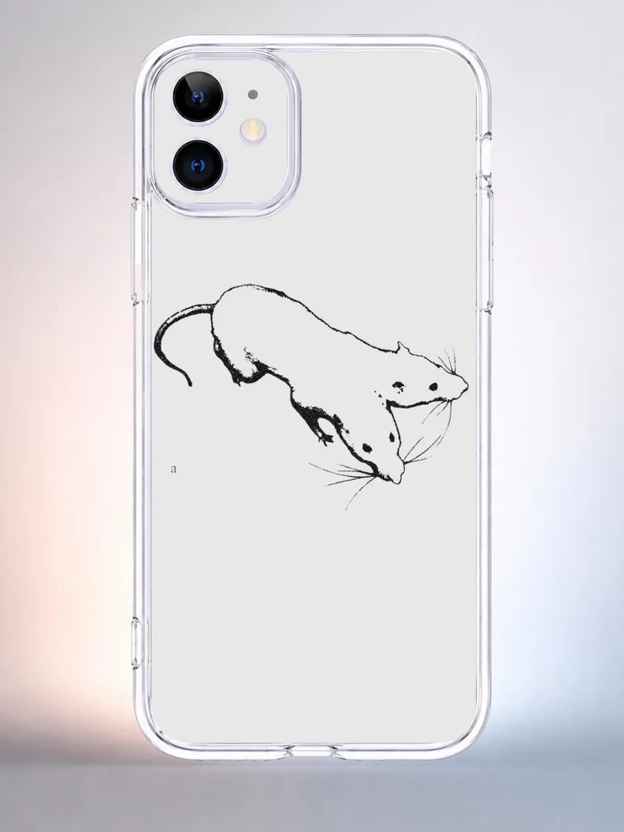 Чехол iPhone 11 бегущая крыса силиконовый прозрачный