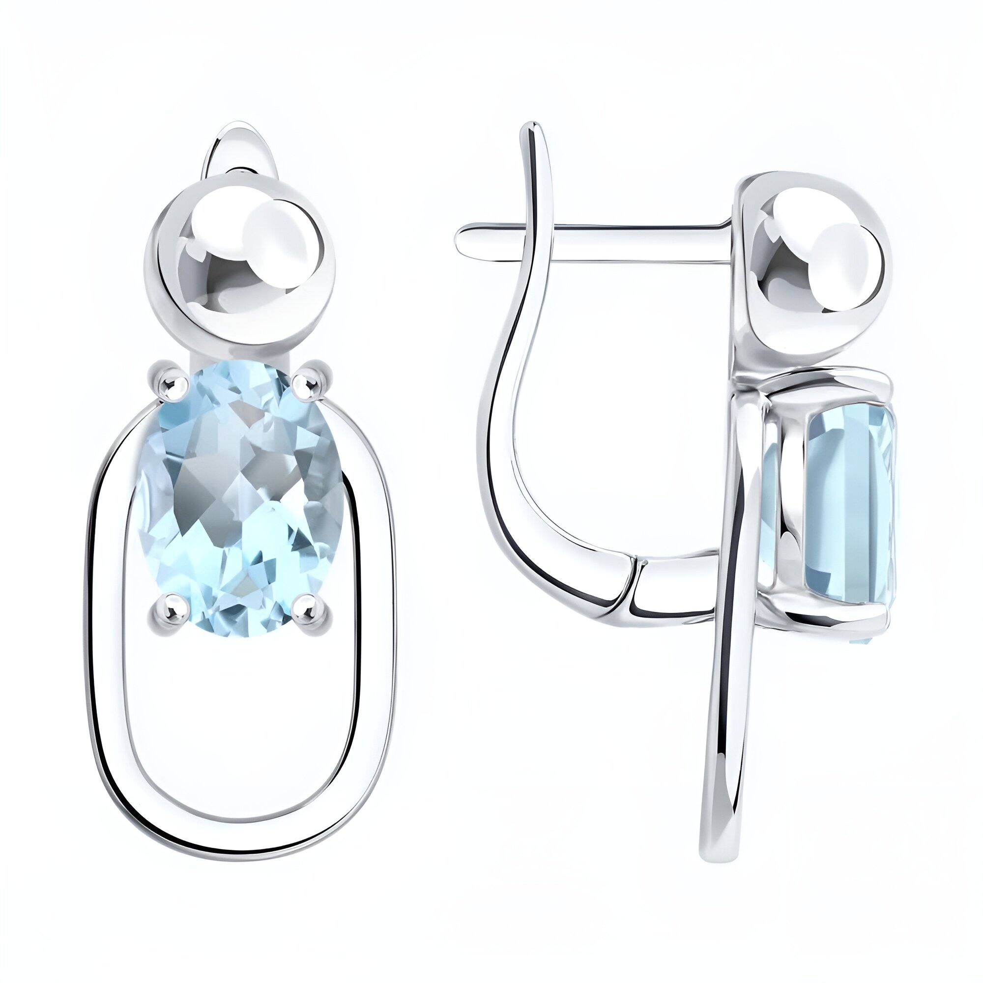 Серьги, серебро, 925 проба, топаз