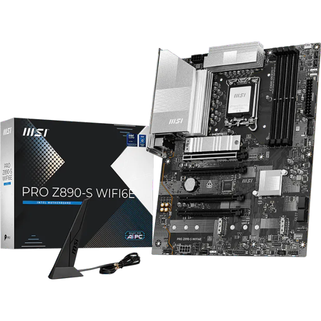 Материнская плата MSI PRO Z890-S WIFI6E Soc-1851 Intel Z890 4xDDR5 ATX AC`97 8ch(7.1) 2.5Gg RAID+HDMI+DP