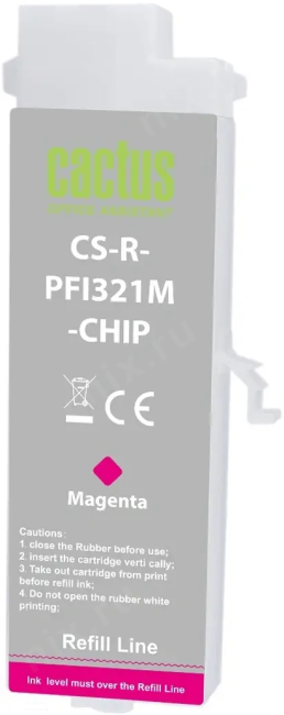 Картридж перезаправляемый струйный Cactus CS-R-PFI321M-CHIP PFI-321 пурпурный (260мл) для Canon imagePROGRAF TM-200/200 — фото 1