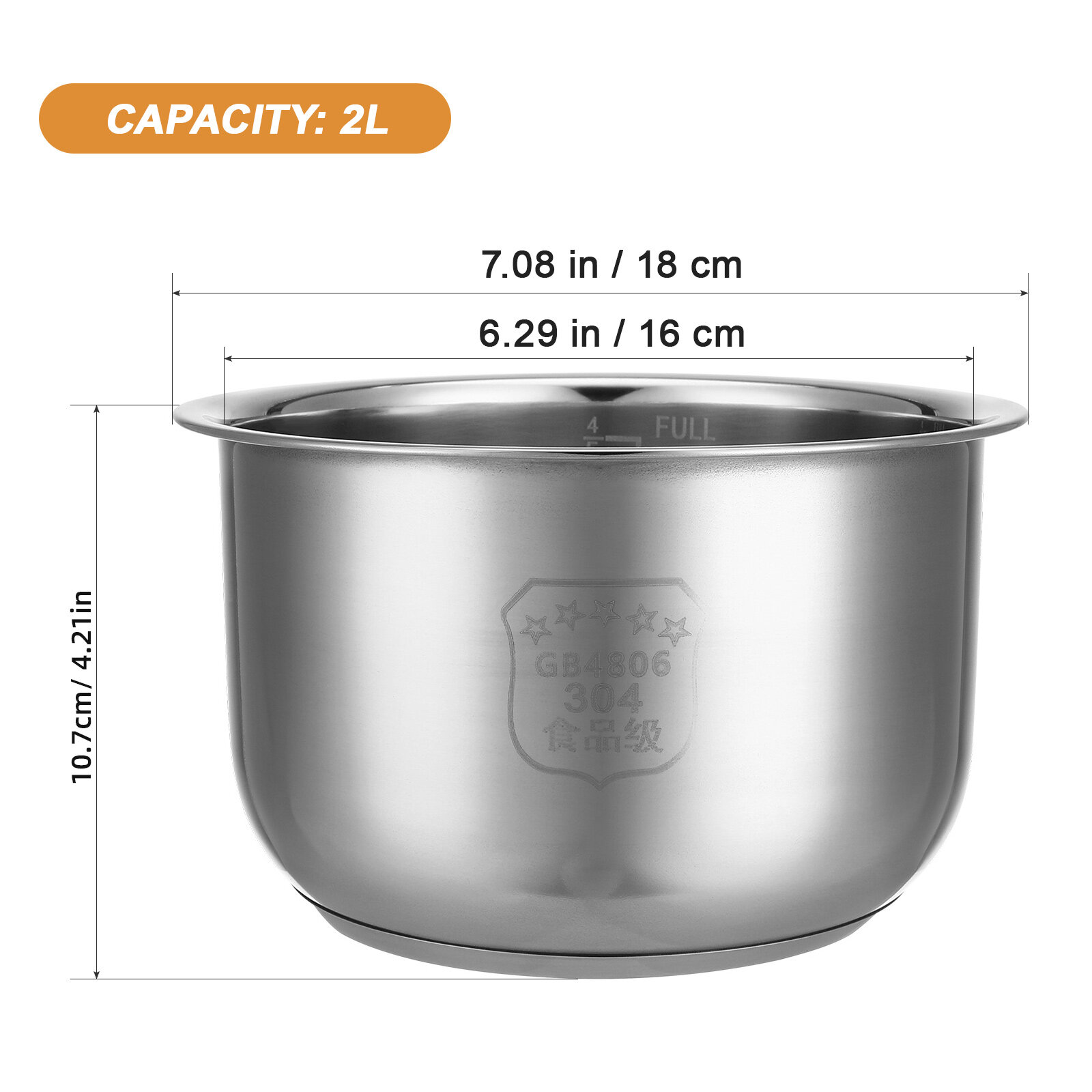 Внутренний Горшок Для Рисоварки Из Нержавеющей Стали Объемом 18x18x10.5 См