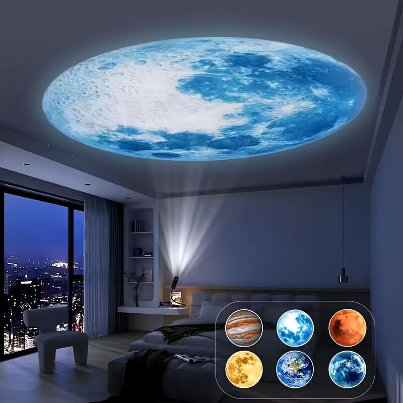 Светильник-проектор LED с вращением 360°, в комплекте 1 лампа и 6 проекционных изображений, для потолка, декора комнаты и фотофона