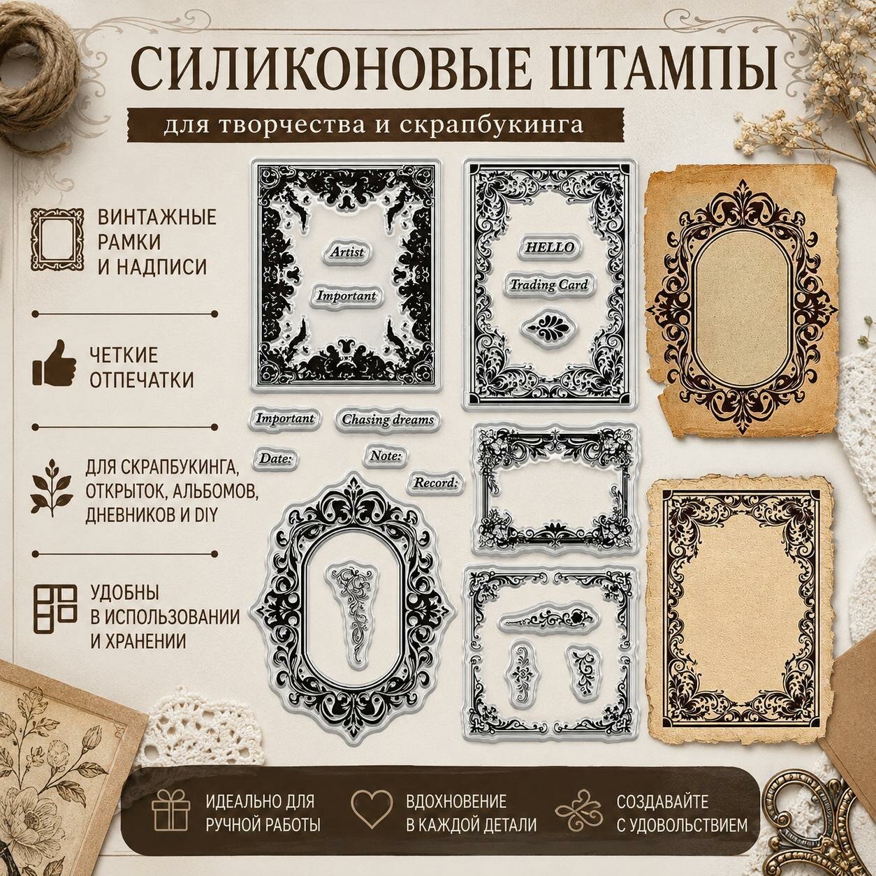 1 лист пластиковых штампов для скрапбукинга, фотоальбомов, декоративных открыток, листов со штампами разных форм 160x110 мм