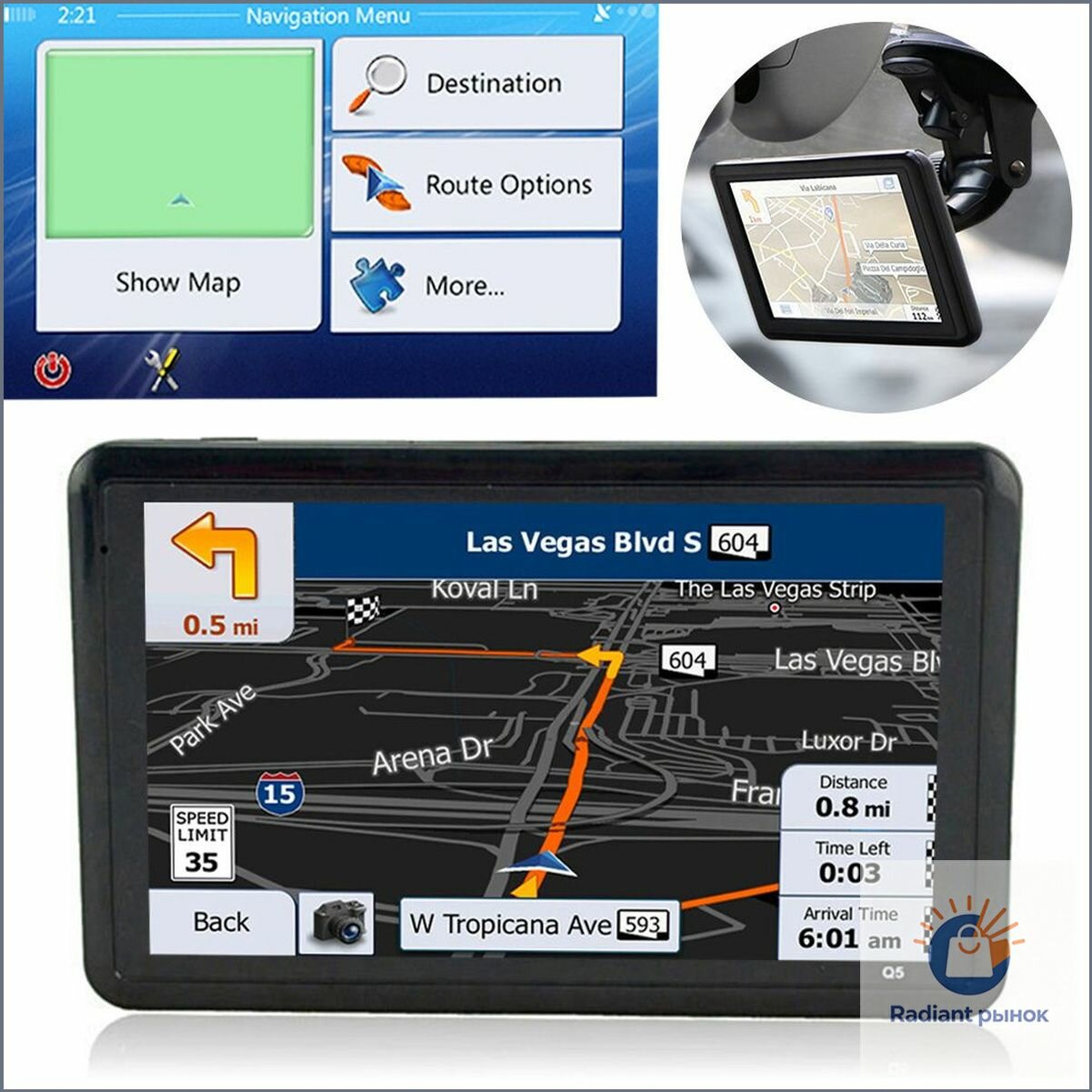 5-дюймовый GPS-навигатор для авто с FM-передатчиком, HD TFT-экраном и картами ЕС/Австралии/США