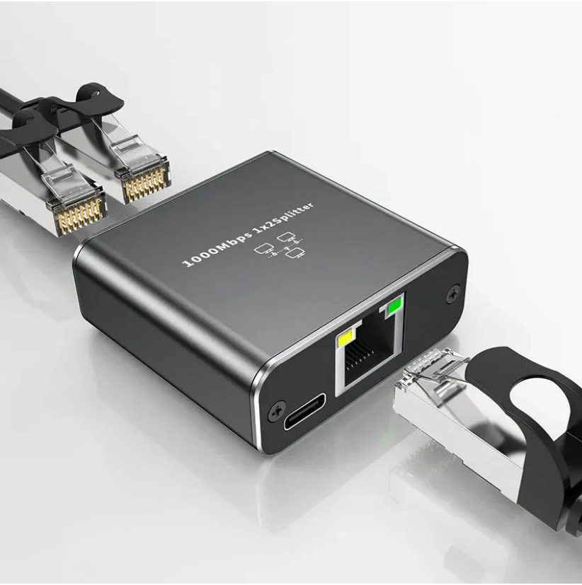 Разветвитель RJ45 1 на 2 Gigabit Ethernet адаптер, удлинитель кабеля для интернет-сети, разъем RJ45 для ПК, ТВ-приставки, маршрутизатора, устройства распределения