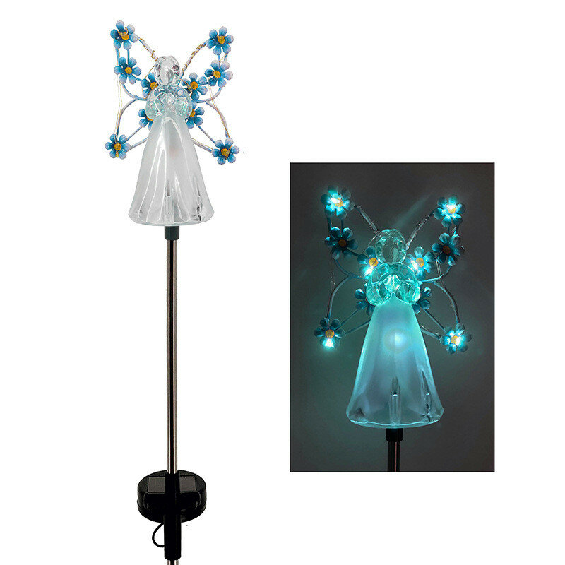 Solar garden angel illumination with led light and waterproof for patio decor blue