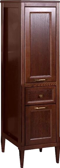 Шкаф-пенал для ванной ASB-Woodline Гранда 40 R подвесной, напольный, 40,6 см, темное дерево, матовый, с ящиком, с дверками, фурнитура бронза, в стиле ретро