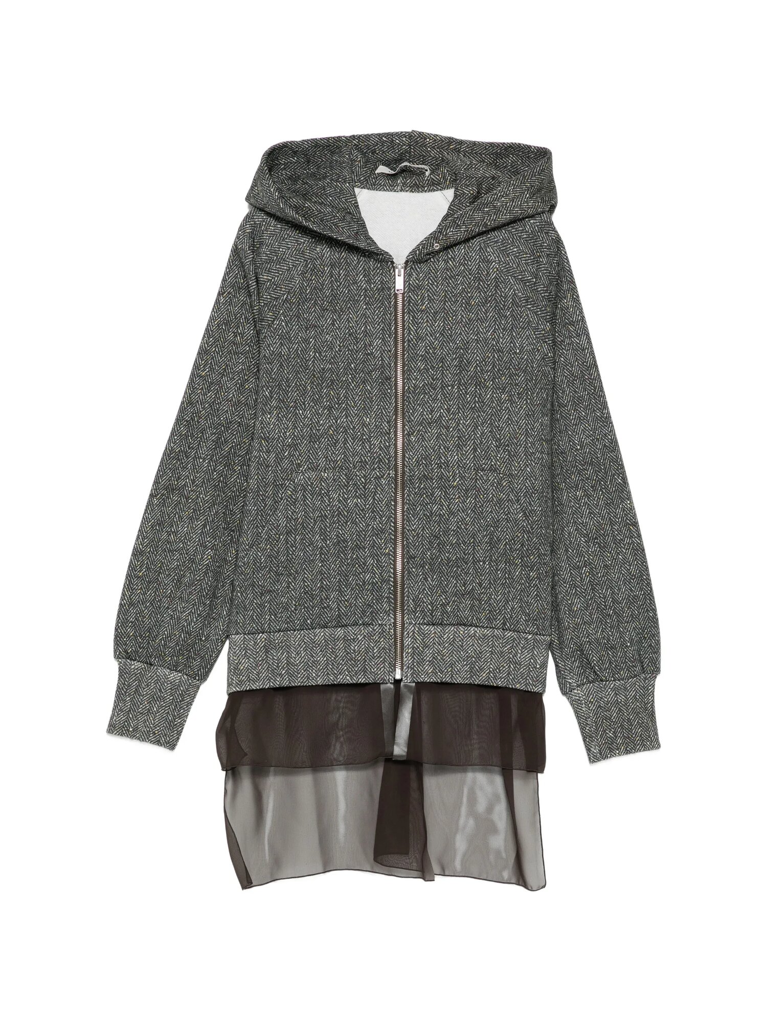 Худи Herringbone-pattern layered-hem hoodie