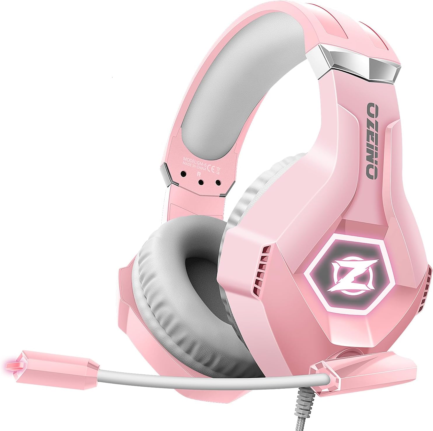 Ozeino Gaming Headset for PC, Ps4, Ps5, Xbox Headset with 7.1 Surround Sound Gaming Headphones with Noise Canceling Mic, LED Light Over Ear Headphones for Switch, Xbox Series X/S, Laptop, Mobile White