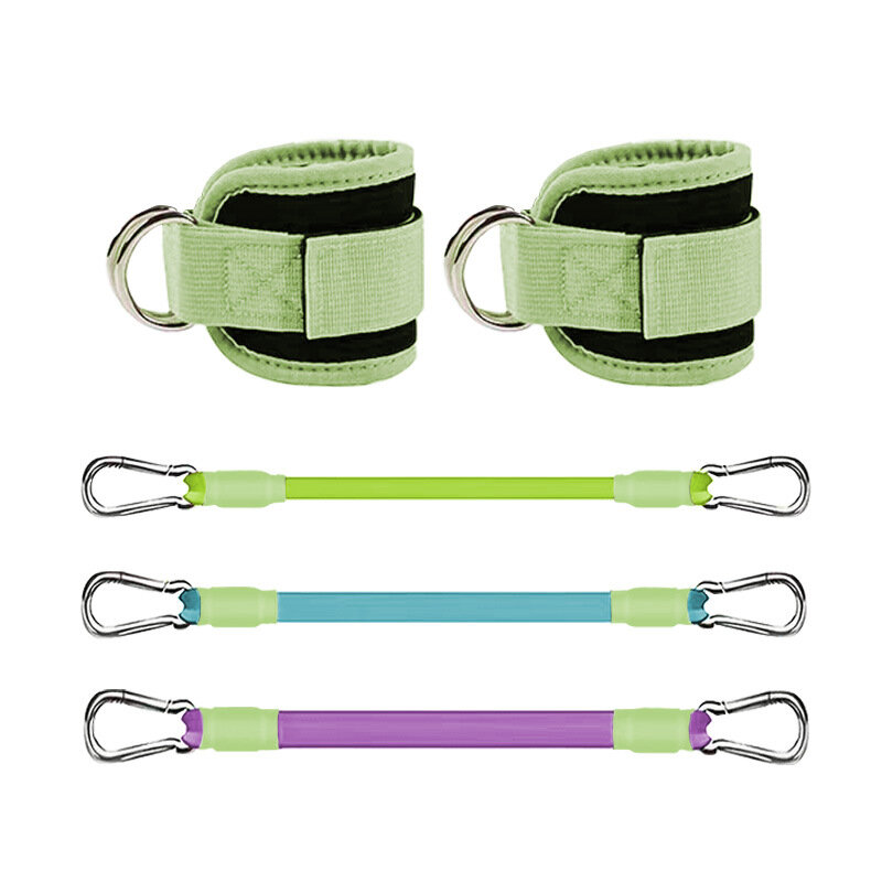 80lbs Resistance Band Leg Trainer Set with Ankle Cuffs for Calf Workout, Candy Color TPE Fitness Gear for Home Gym