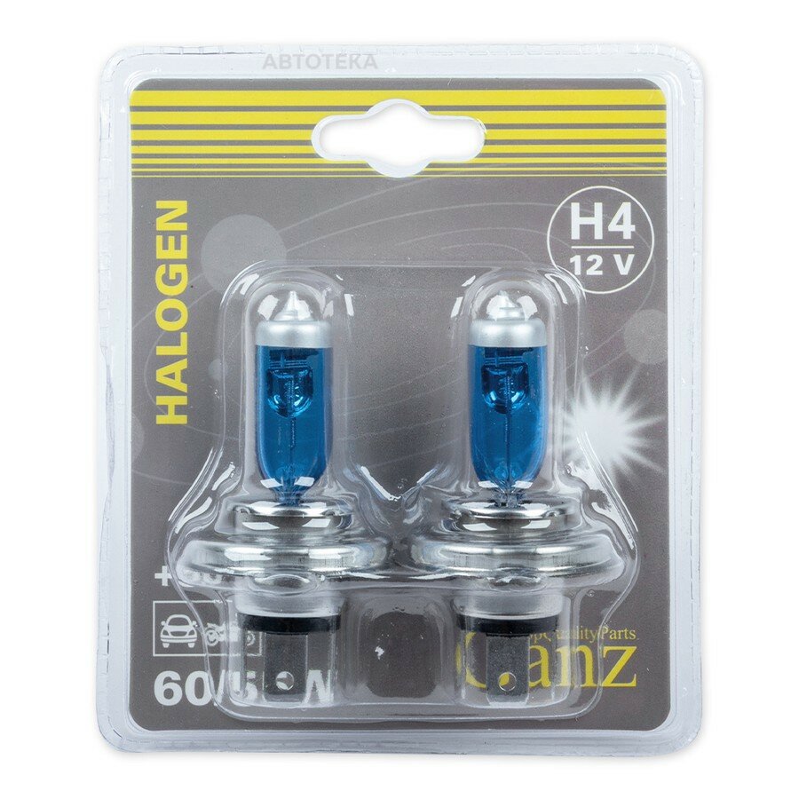 Лампа 12V H4 60/55W +50% P43t 5000K GANZ 2 шт. блистер GIP06053 GANZ GIP06053