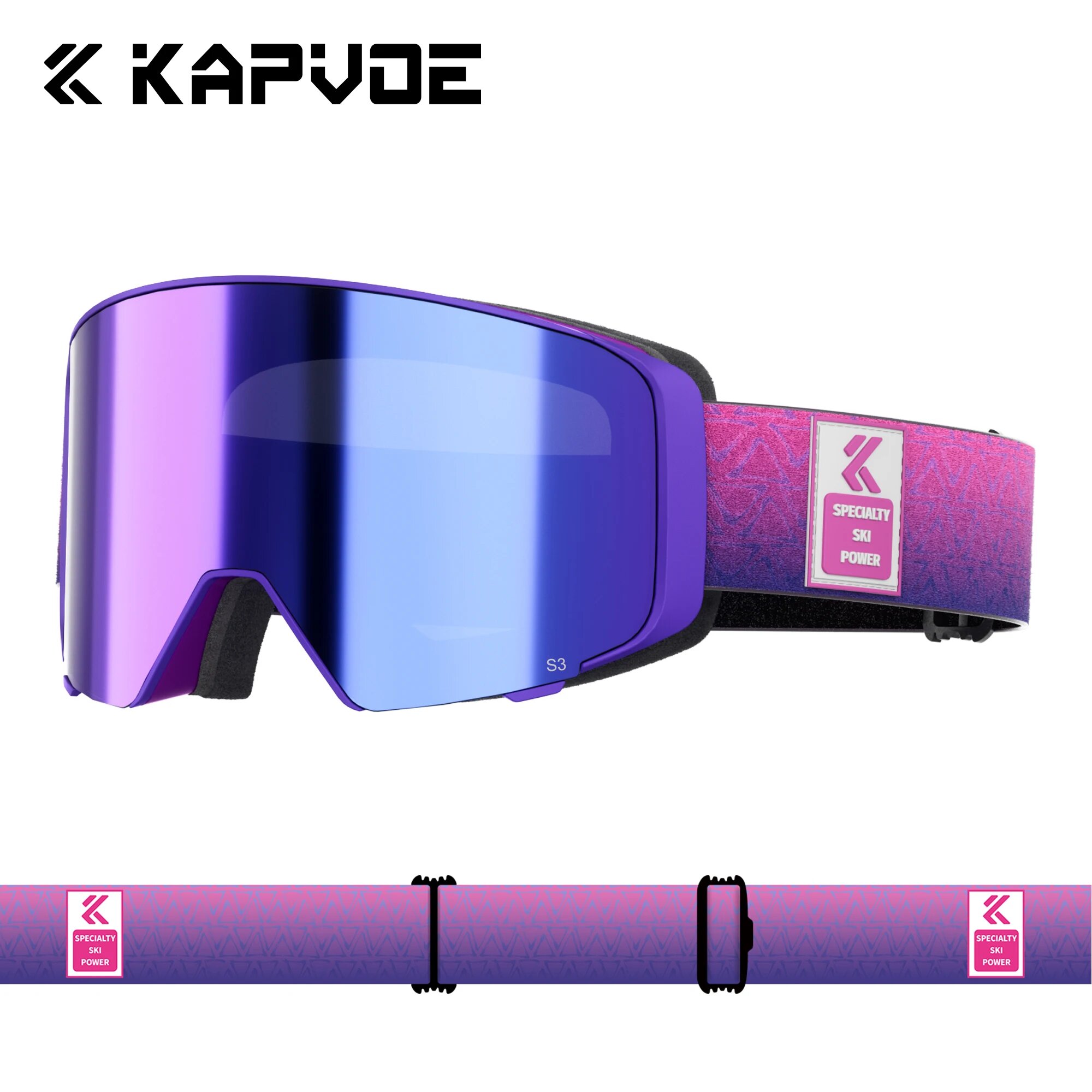 Лыжные очки Kapvoe фотохромные магнитные Фиолетовый, DZ-K724-Q-07