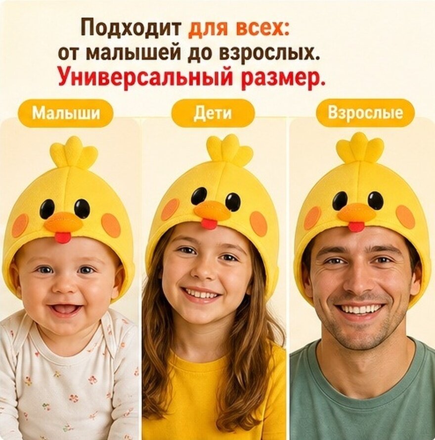 Плюшевая желтая шапка в виде цыплёнка из мягкого материала для вечеринки