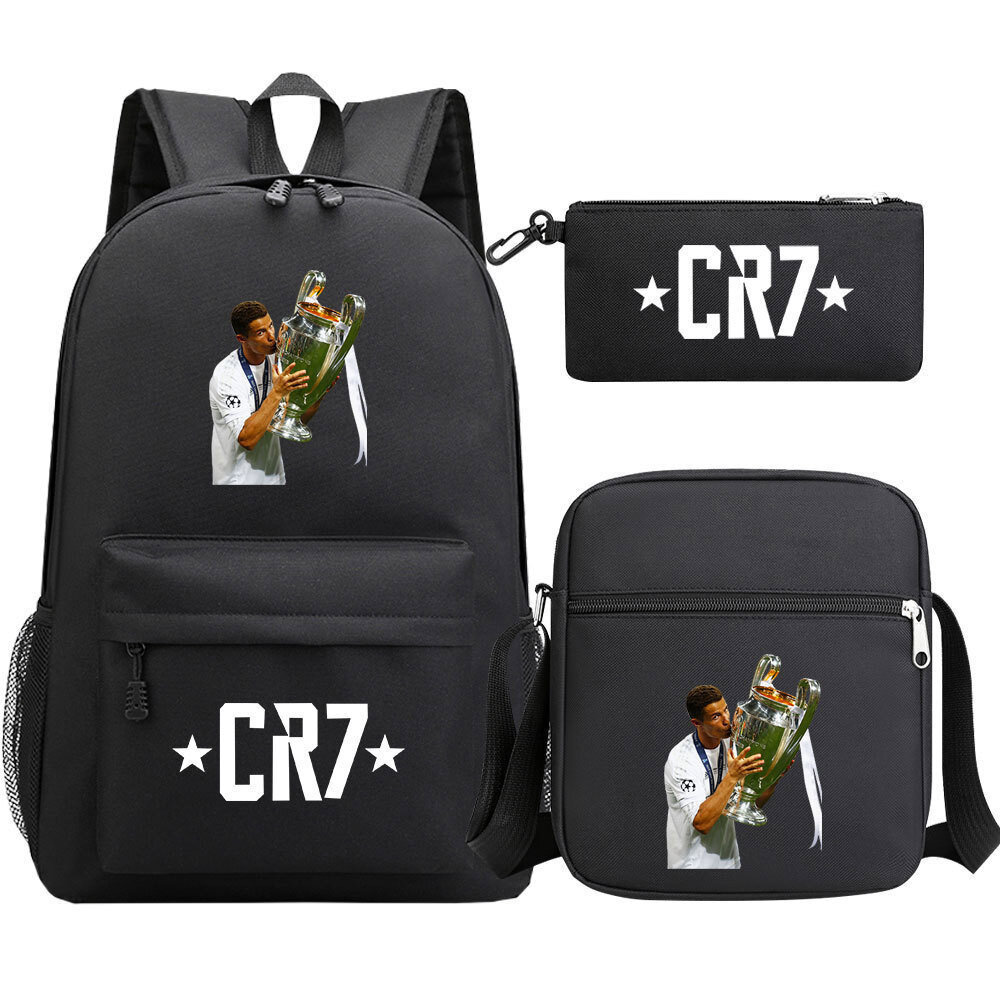 Футбольный набор 3 в 1: рюкзак, сумка, пенал с принтом Cristiano Ronaldo , 43×29×15 см, 660 г, водоотталкивающий, для школьников