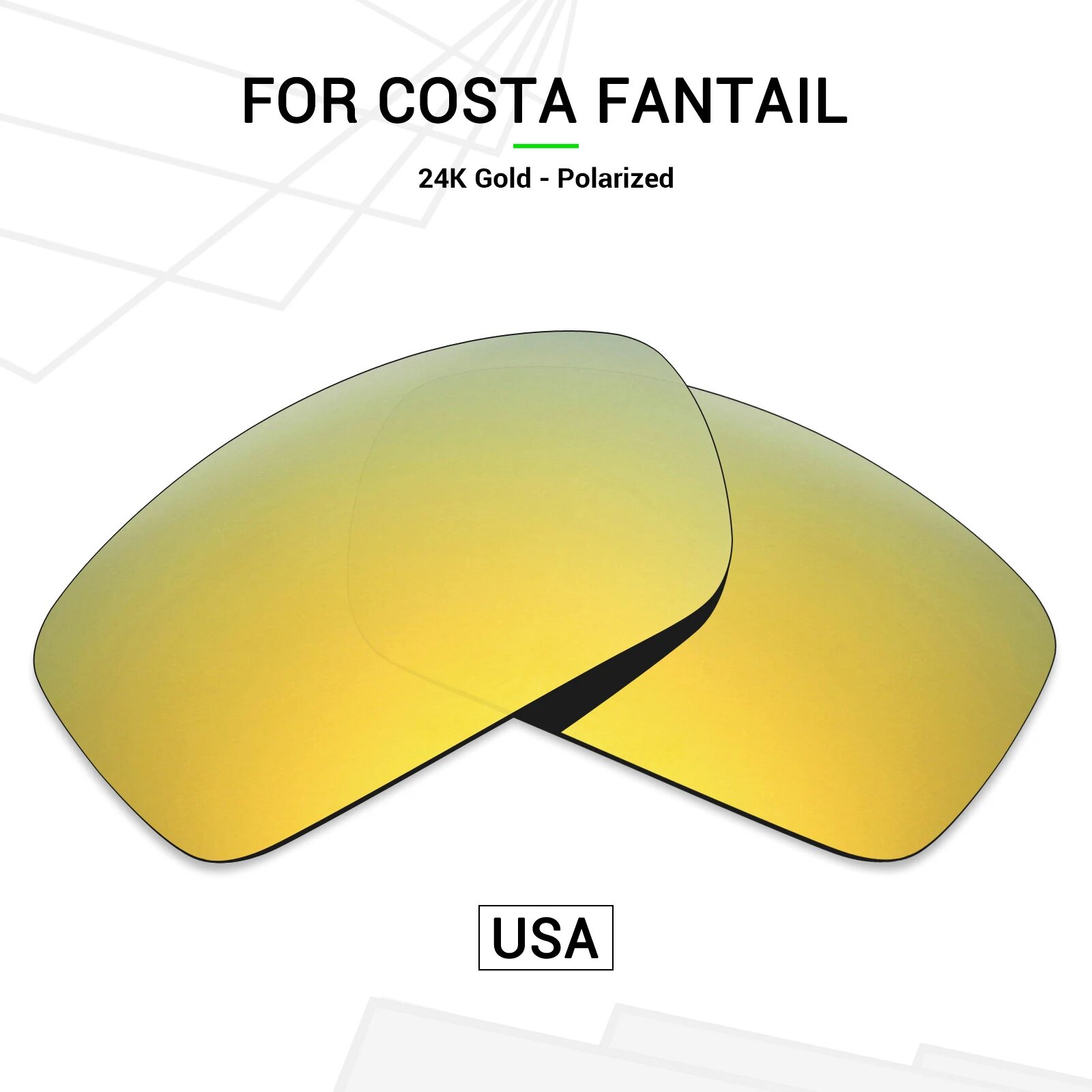 SNARK Поляризованные линзы для Costa Del Mar Fantail 24K Gold, Желтый
