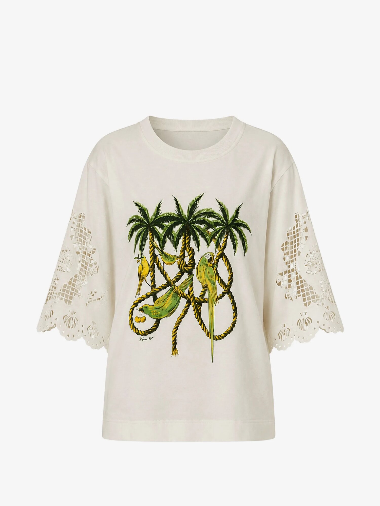 Футболка FARM RIO Ropes and Birds Richelieu embroidered T-shirt