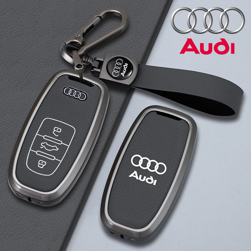 Чехол для ключа Audi A6L/Q5/A8L/A4L 2012-2018 - Ледяной кристалл синий с запястным ремешком (не подходит для вставных