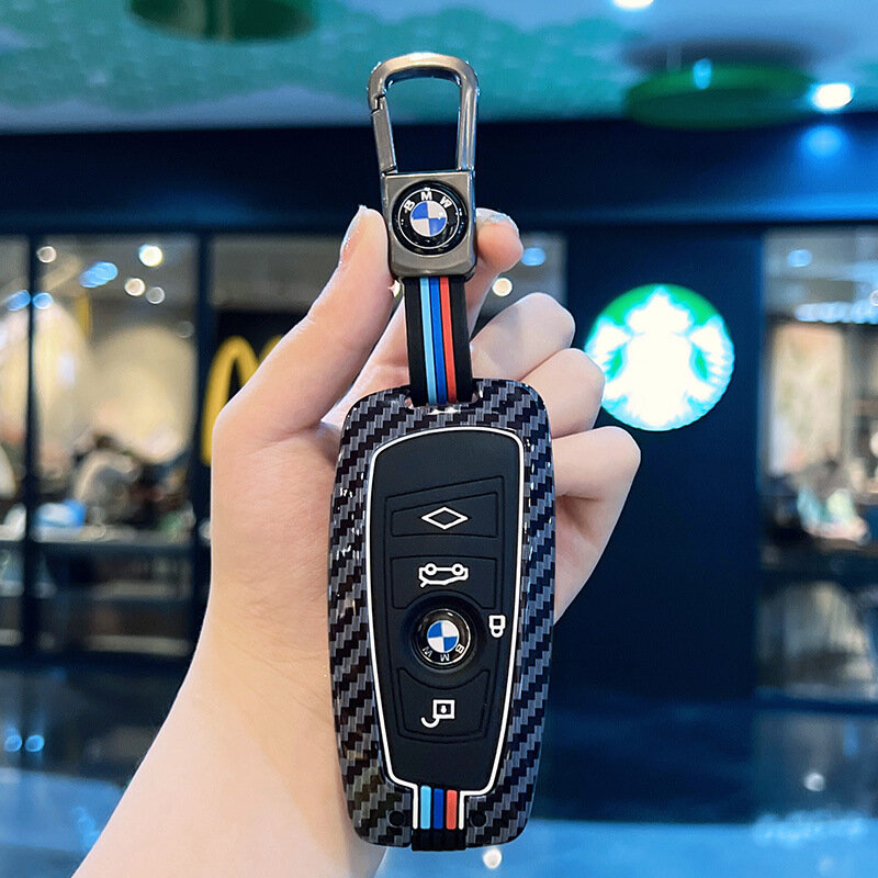 Кейс для ключа из металла с карбоновым узором для BMW A Series 3-кнопочного ключа с креплением