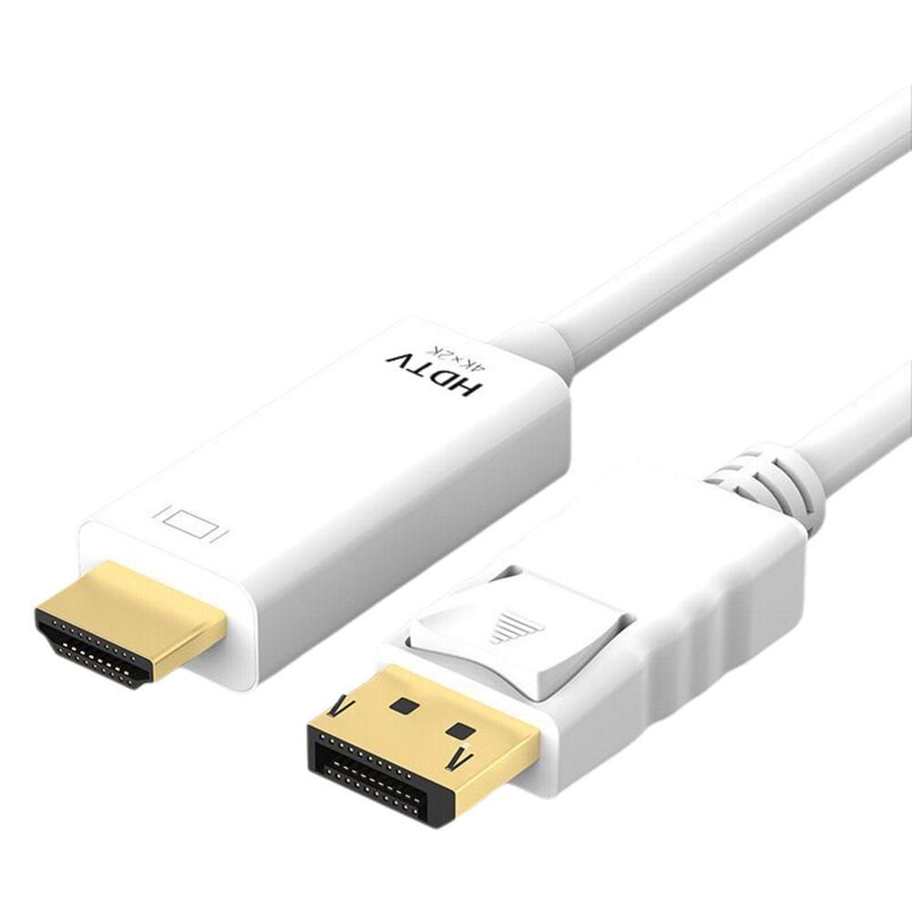 Видеокабель DisplayPort-HDMI, 4K 30 Гц, 180 см, белый