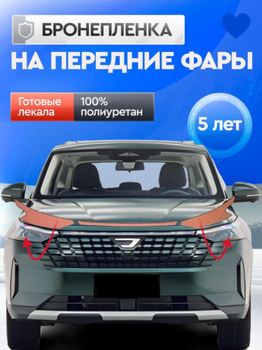 Бронепленка для фар на автомобиль Jetta VS8 2025-, 1 поколение, полиуретановая пленка на фары авто
