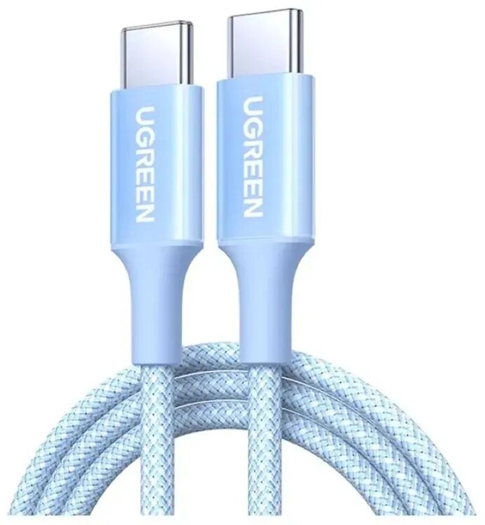 Кабель UGREEN USB Type-C (m) - USB Type-C (m), 1м, 3A, голубой