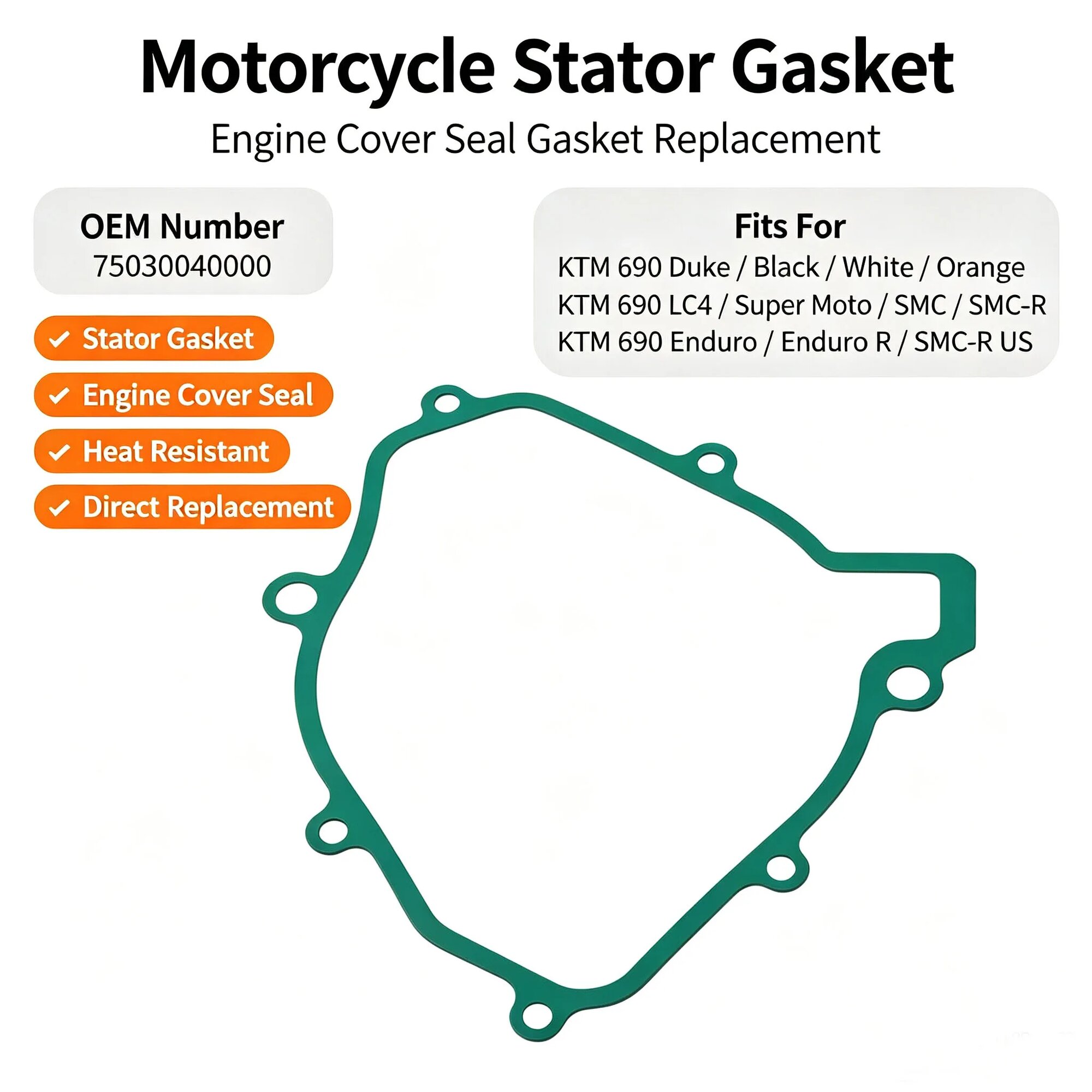 Прокладка Крышки обмотки генератора статора для KTM 690 Duke 690 LC4 690 SMC 690 SMC-R 690 Enduro R 690 SMC-R US 690 75030040000