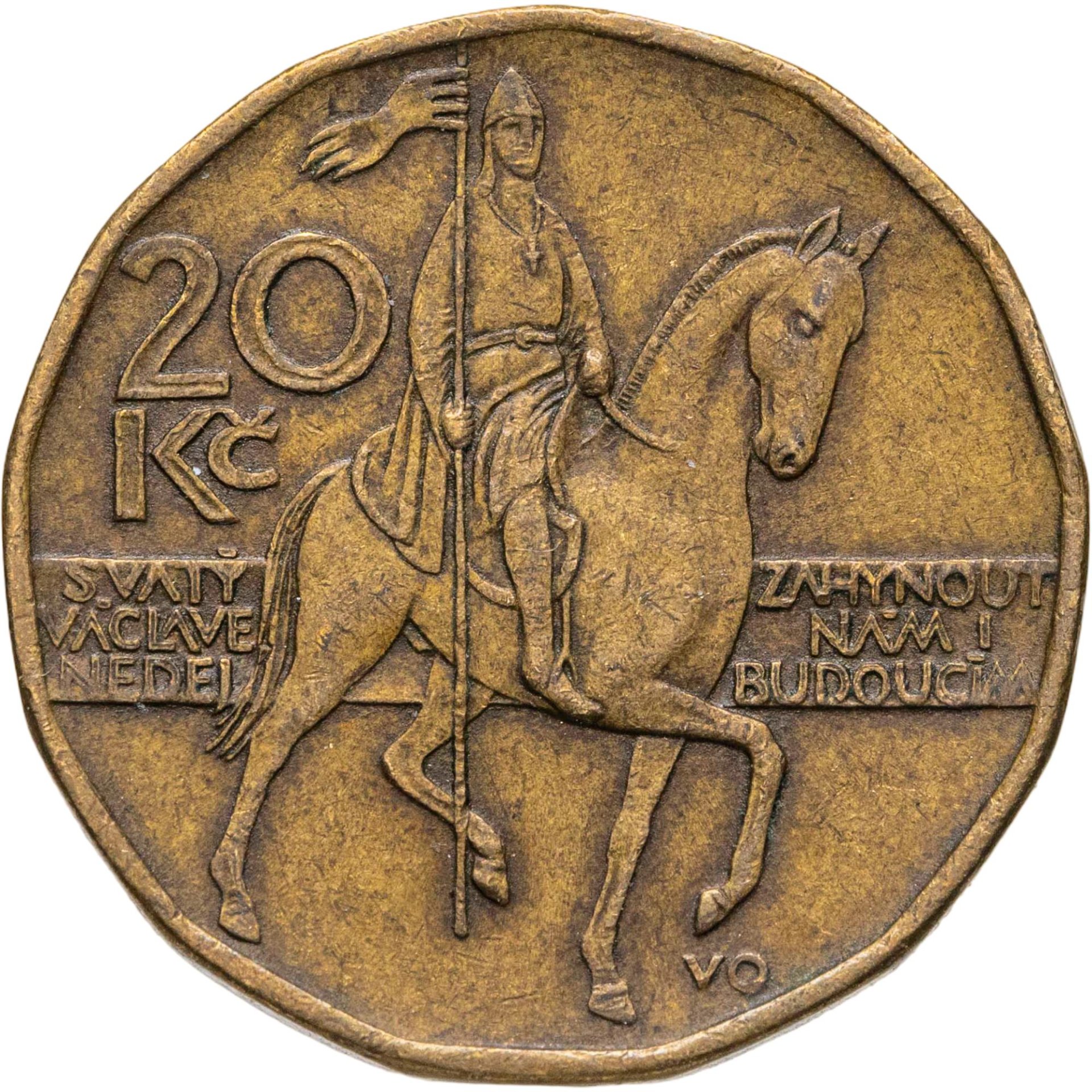 Чехия 20 крон korun 1999, Сталь, в сохранности XF
