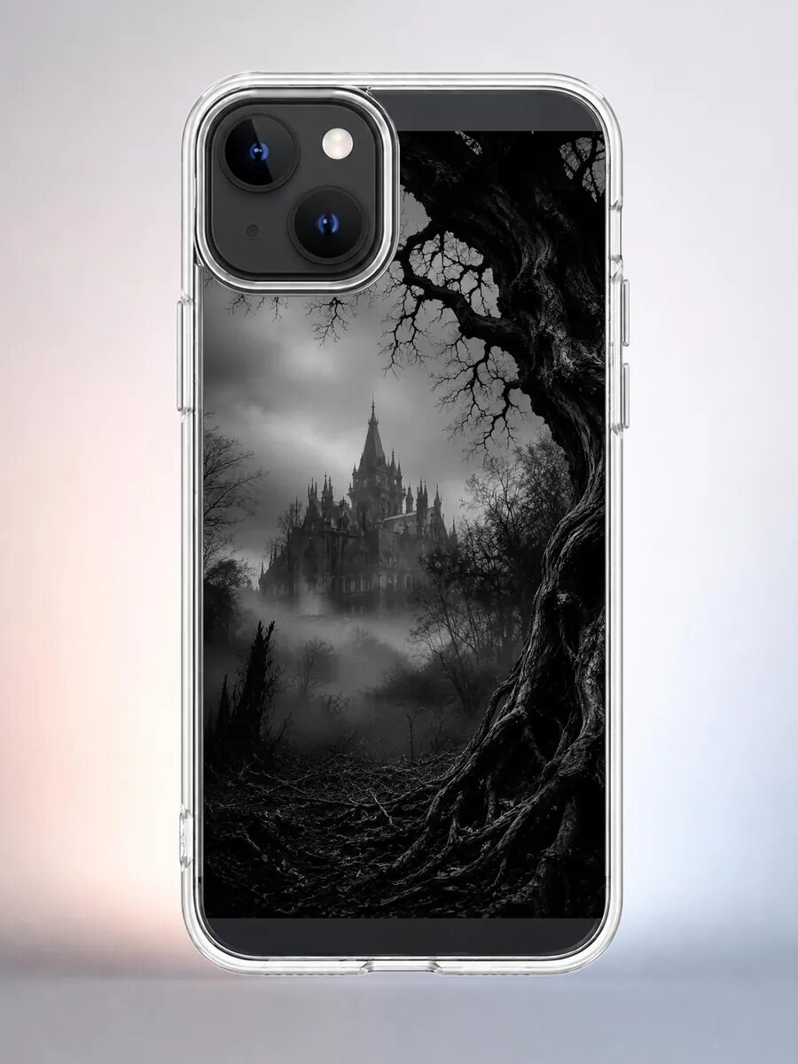 Чехол iPhone 13 замок в тумане силиконовый