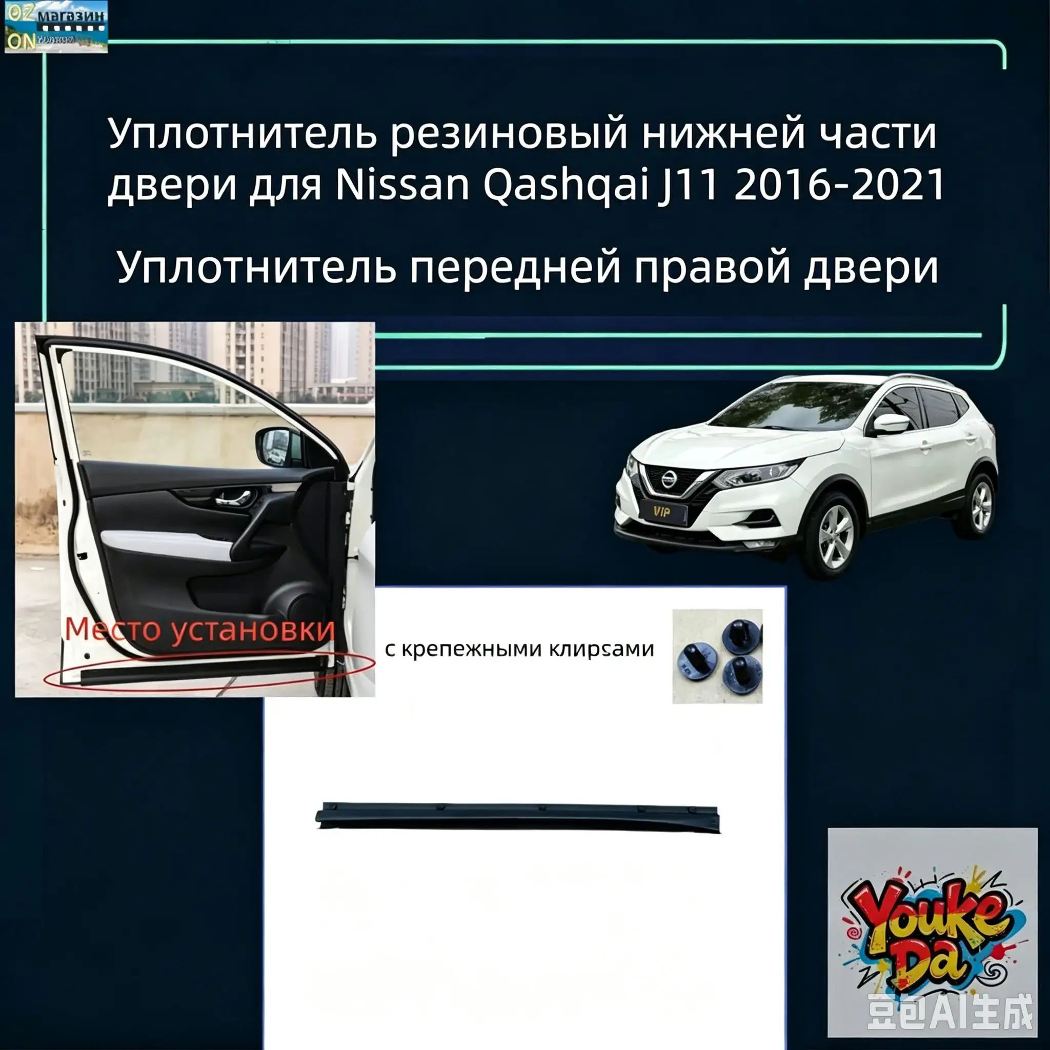Уплотнитель автомобильный арт. Резиновый уплотнитель нижней части двери Nissan Qashqai J1 12016-2021