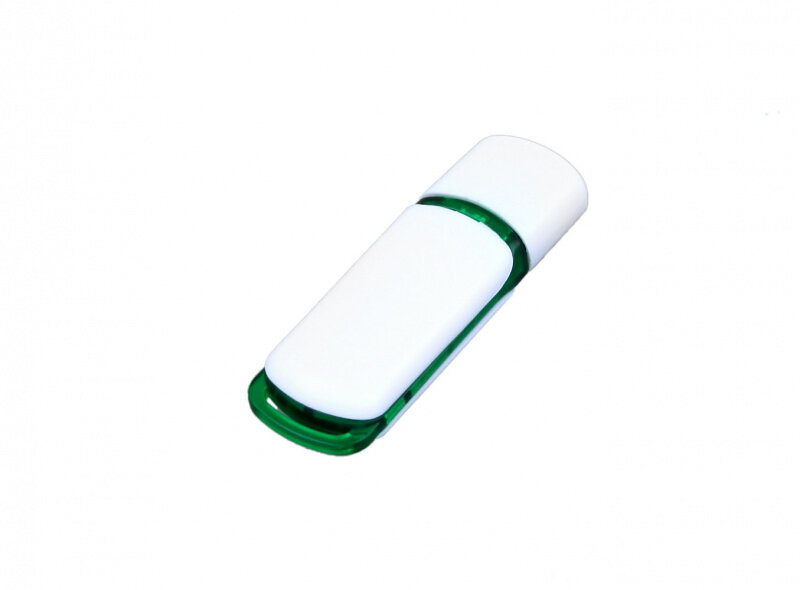 Промо флешка пластиковая с цветными вставками (128 Гб / GB USB 2.0 Зеленый/Green 003)