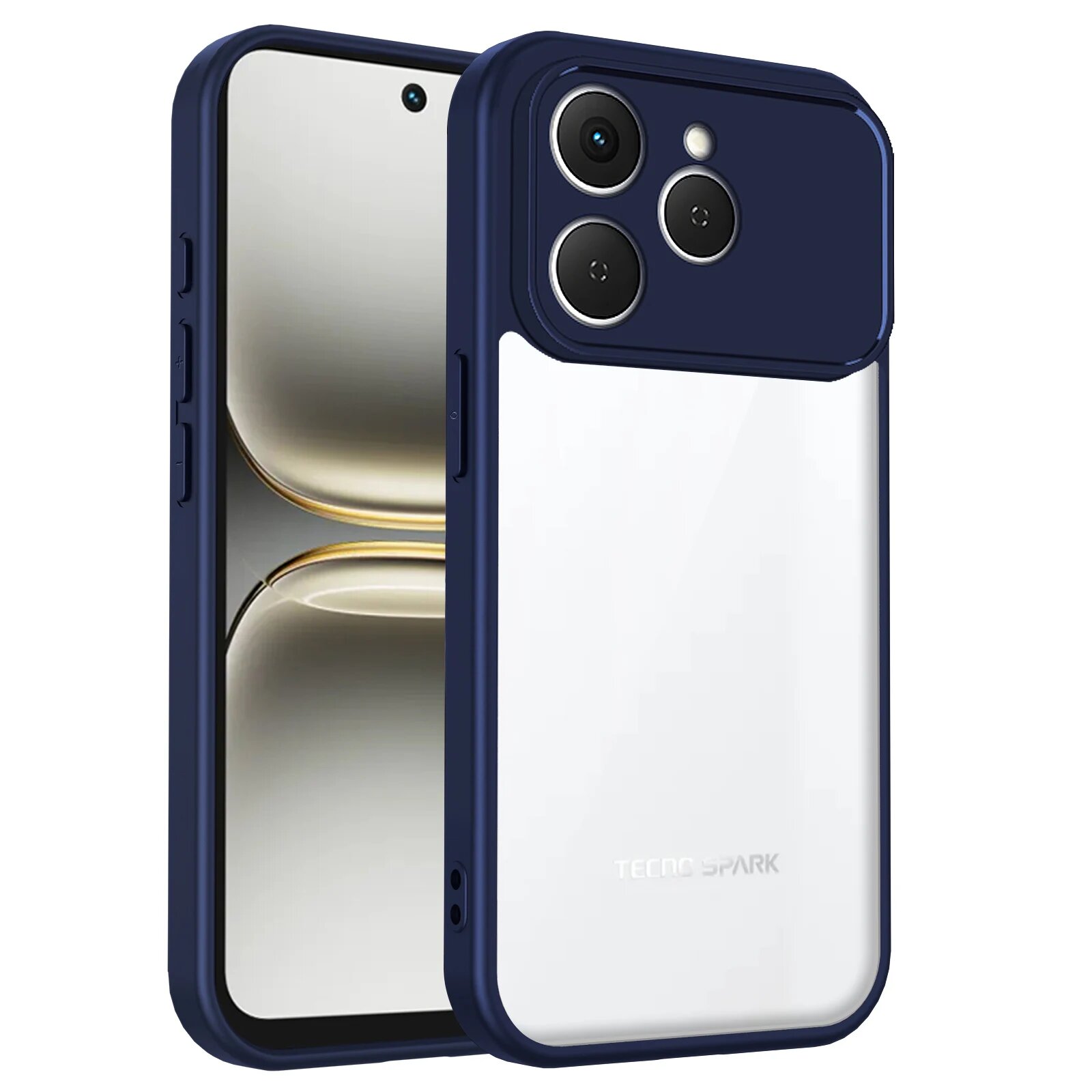 Чехол для Tecno Spark 40, прозрачный матовый, с воздушной подушкой, жесткий, с Синий, TMMS blue