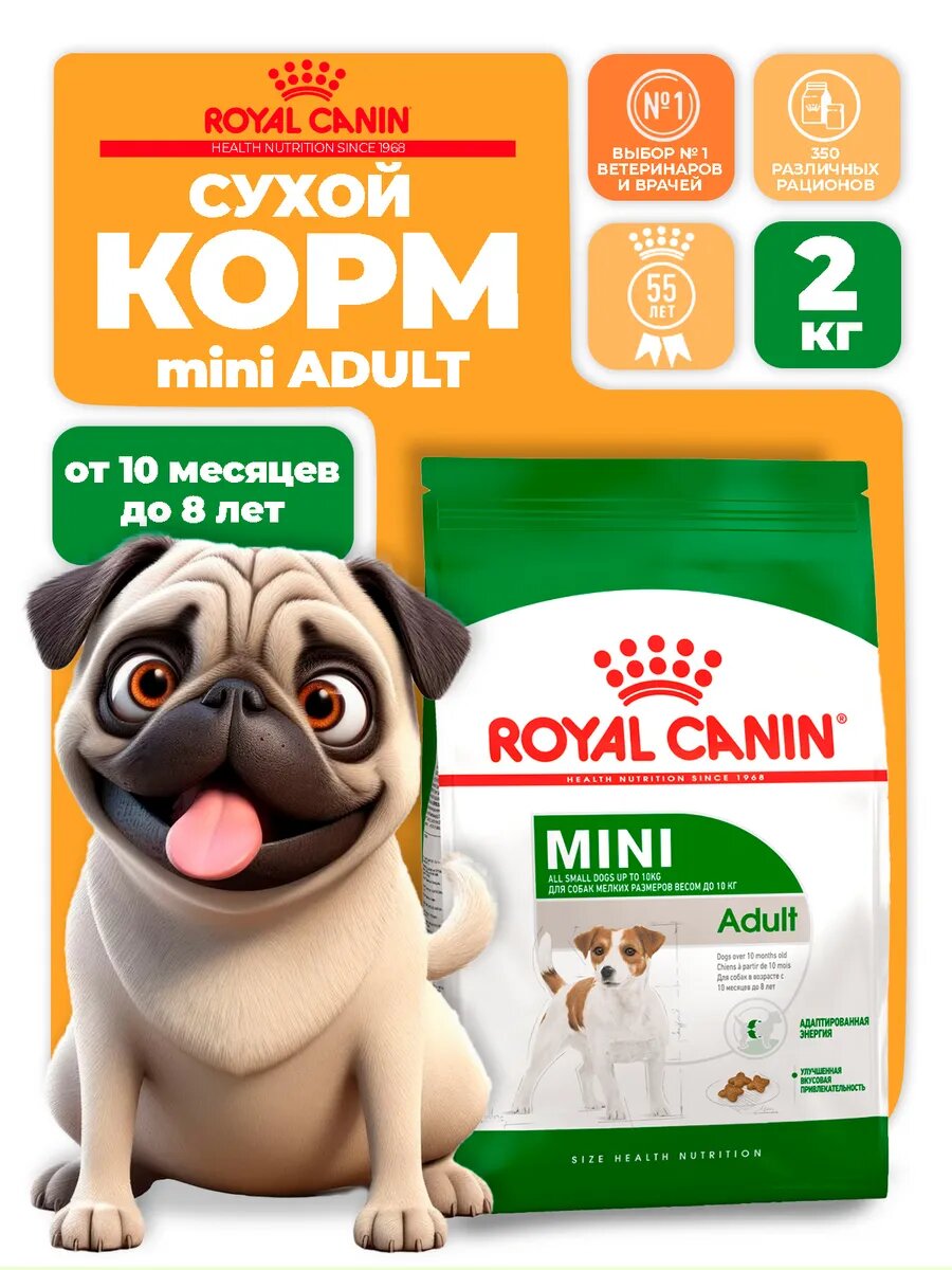 Royal Canin Mini Adult 2 кг — сухой корм для взрослых собак мелких пород до 10 кг