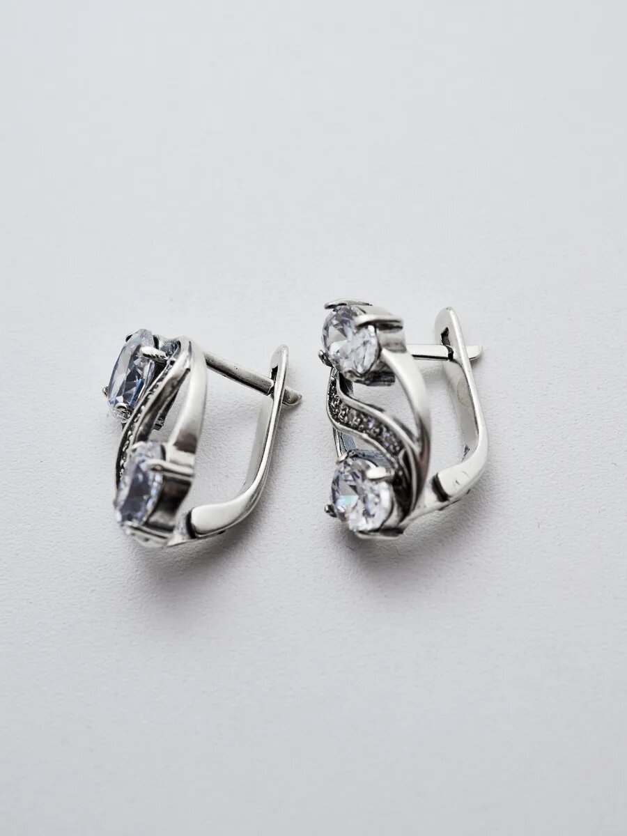 Серьги, серебро, 925 проба, фианит