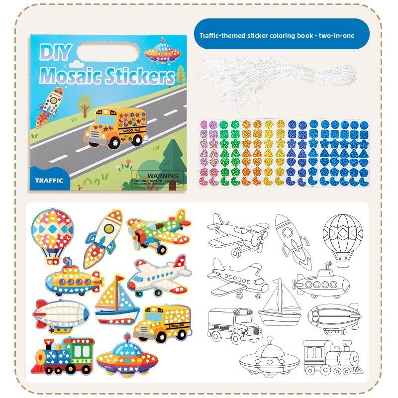 Книга для детей с творческой мозаикой preschool creative mosaic book for kids with animal dinosaur fairy tale and traffic themes traffic