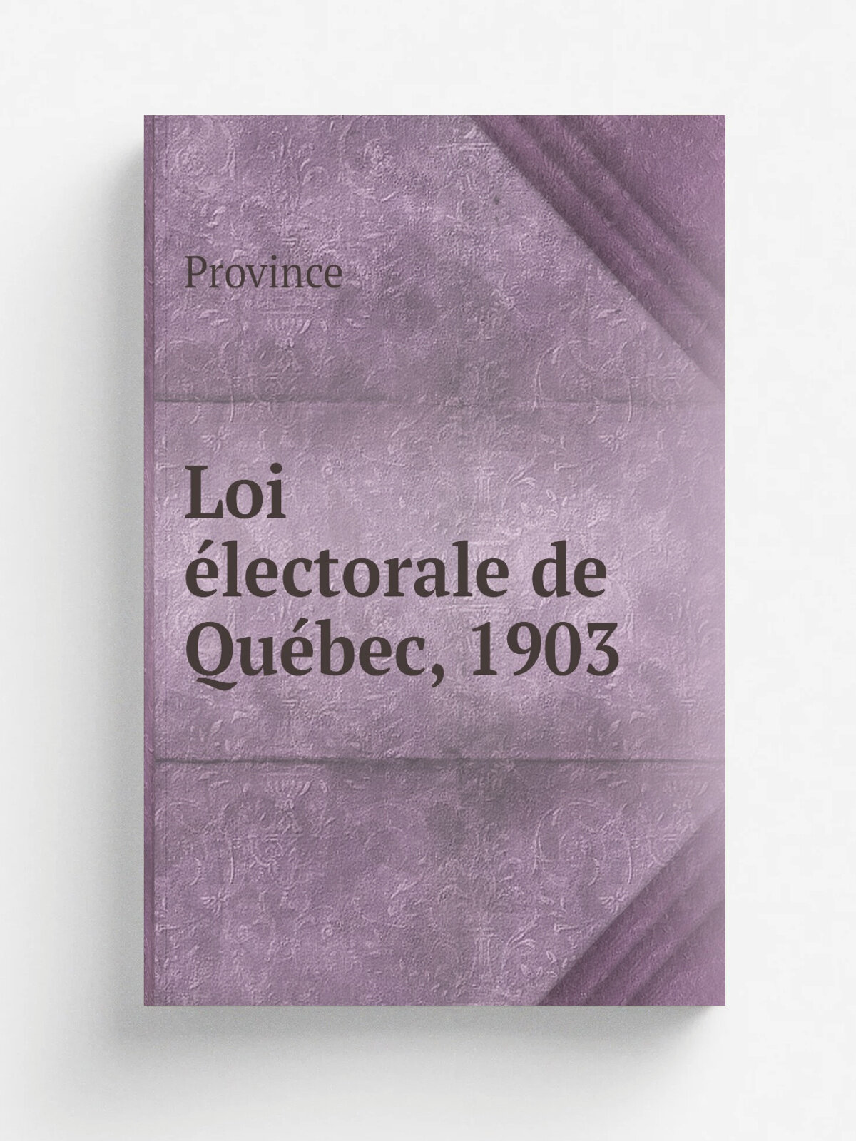 Loi . lectorale de Qu.bec, 1903 | Province | 1903 | Qu.bec : Imprimeur du Roi | Репринт