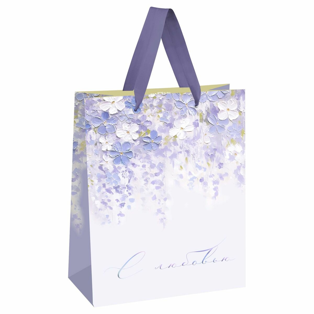 Пакет подарочный 33x42x12см MESHU "Purple flowers", матовая ламинация (MS_66247)
