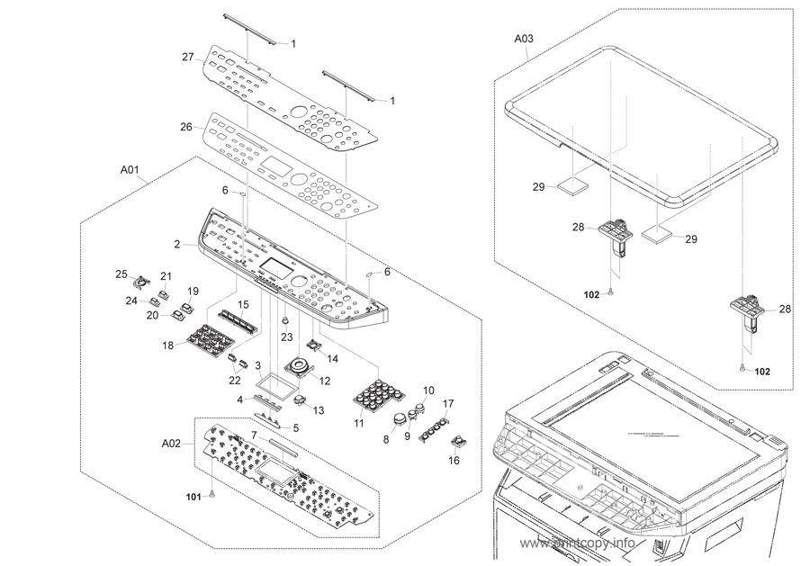 Панель управления 302MJ94010 | 2MJ94010 (4in1model) для Kyocera FS1135MFP/ FS1030MFP/ ECOSYS M2030dn