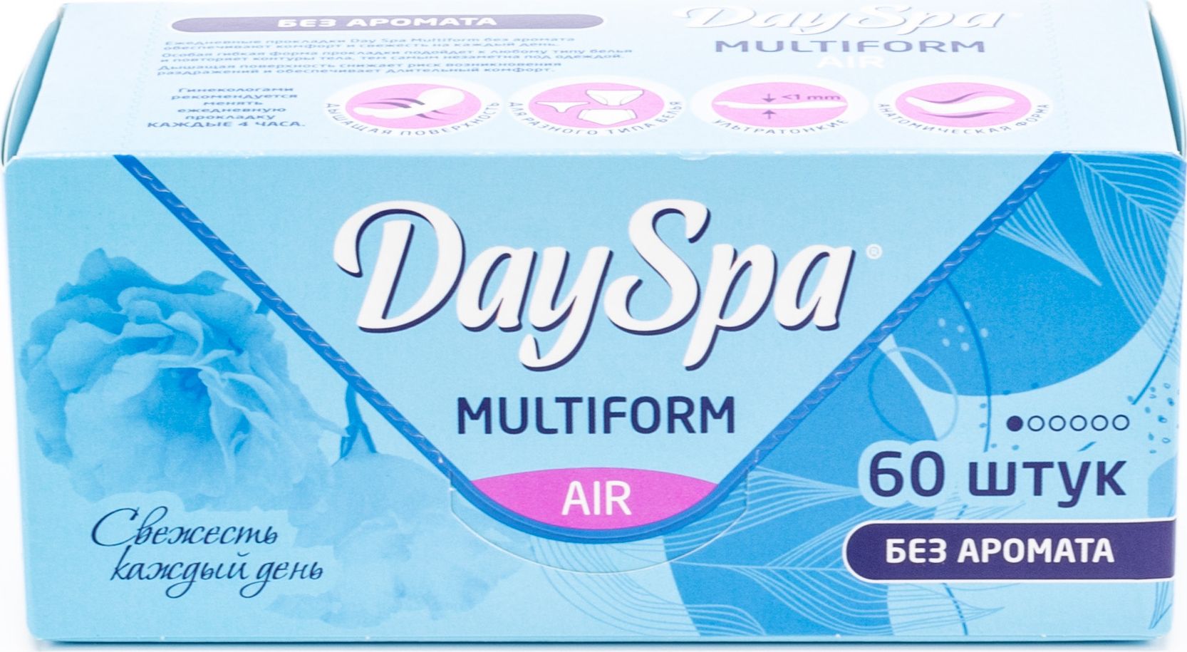 Ежедневные прокладки Day Spa / Дэй Спа Multiform Air, ультратонкие с дышащей поверхностью, 60шт. в упаковке / женская гигиена