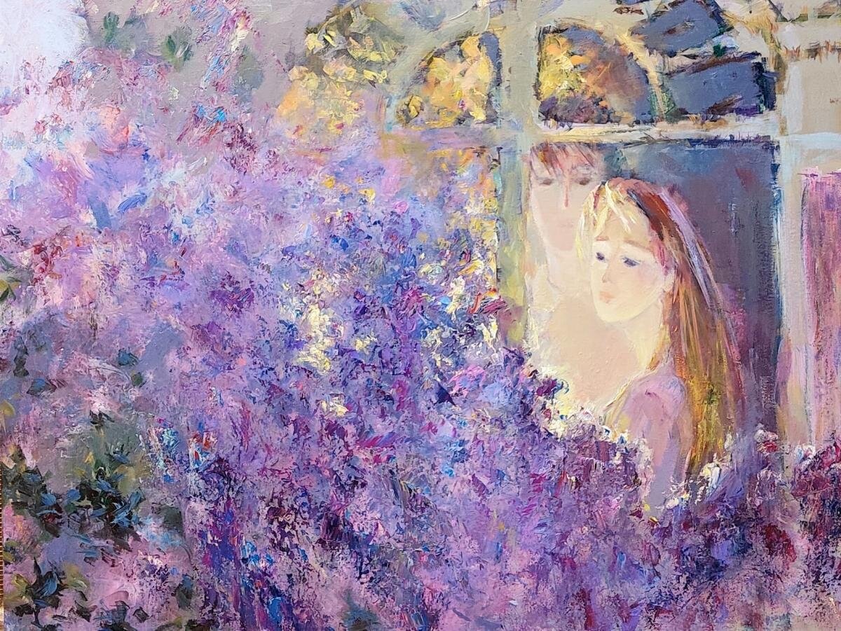Картина маслом "Весенний рассвет", художник Ильдус Муртазин, размер 75см на 98см