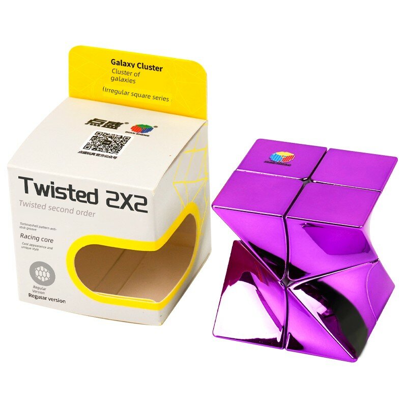 2x2 Twist Cube - Электропокрытие фиолетовый, Гладкое и быстрое вращение для скоростного решения