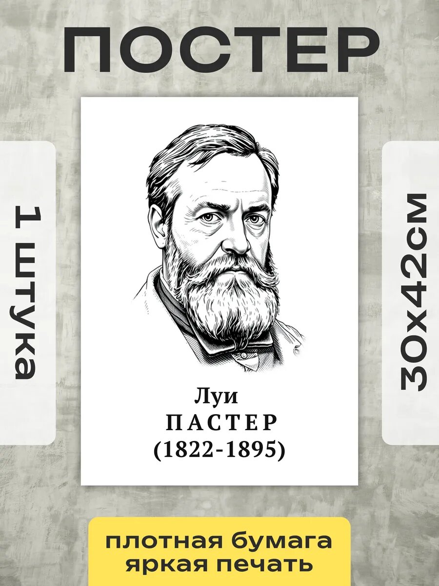 Плакат портрет Луи Пастер