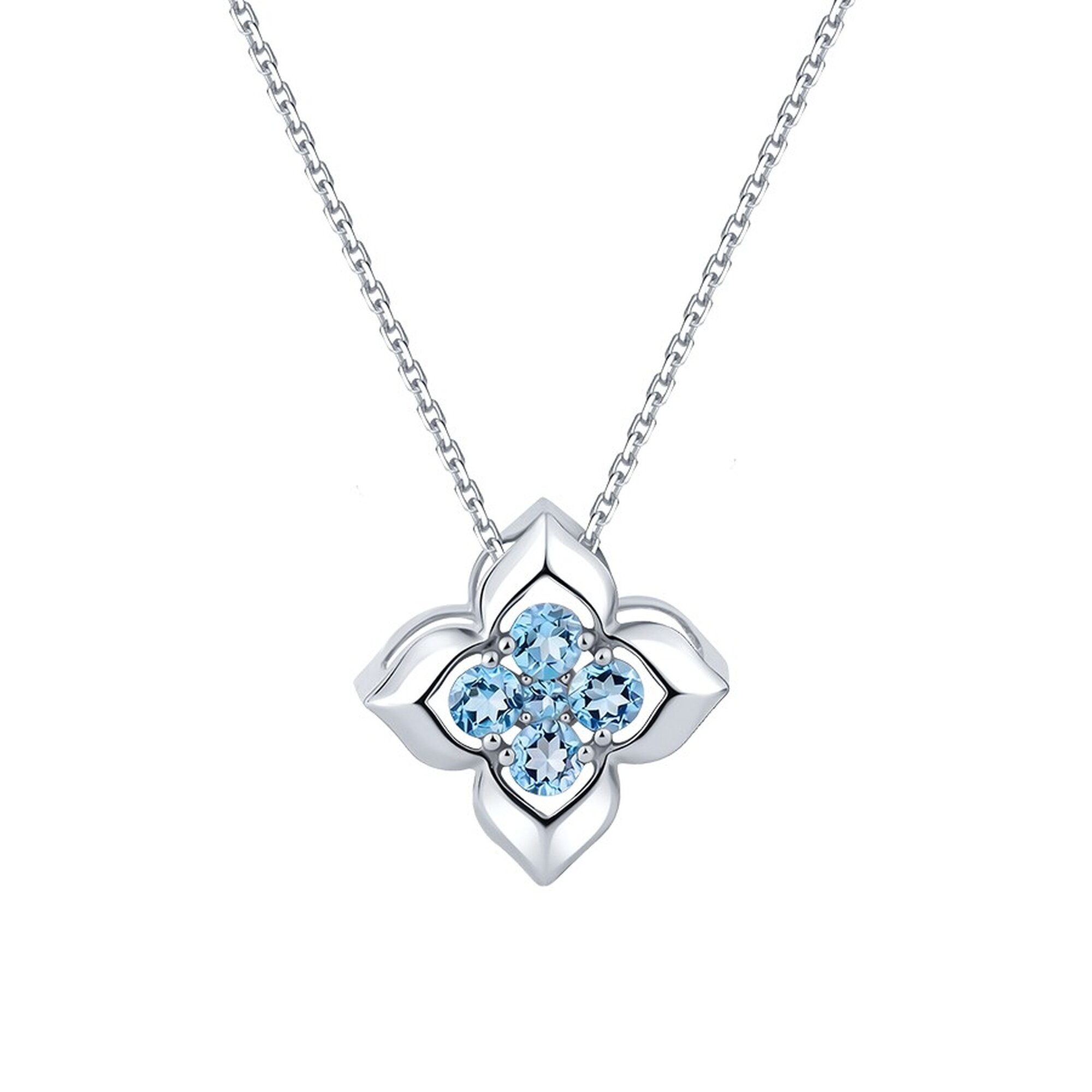 Подвеска Diamant online, белое золото, 585 проба, топаз
