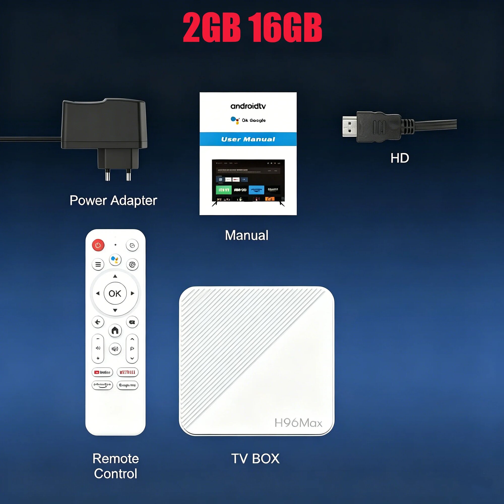 H96 MAX H313 Smart TV Box Android 14 4K Белый, AU-штекер, 2GB 16GB-white
