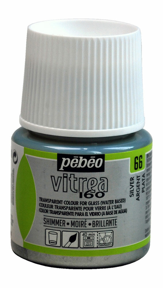 Краска по стеклу Pebeo металлик, под обжиг, Vitrea 160, 45 мл, под серебро