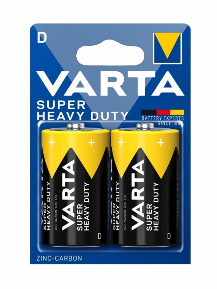 Батарейка Varta SUPERLIFE R20 D BL2 Heavy Duty 1.5V (2020)